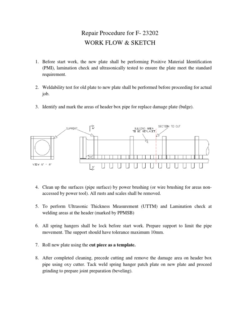 F-23202 Repair Procedure Guide | PDF | Welding | Construction