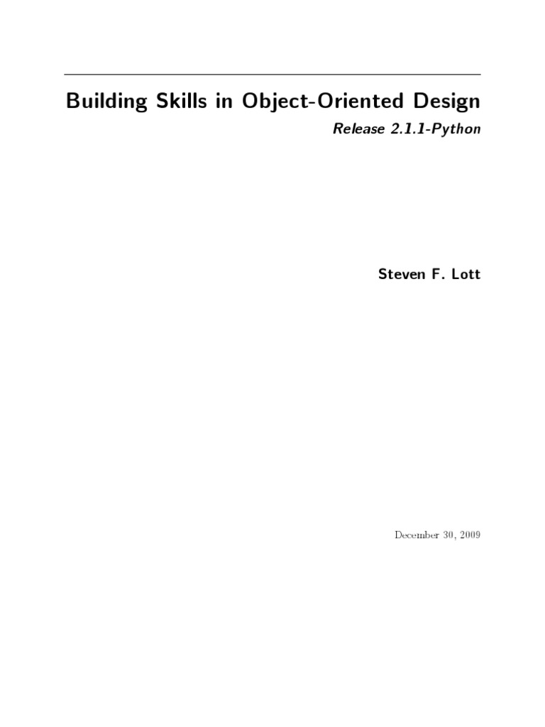 Building Skills in Object-Oriented Design 2.1.1 Python | PDF