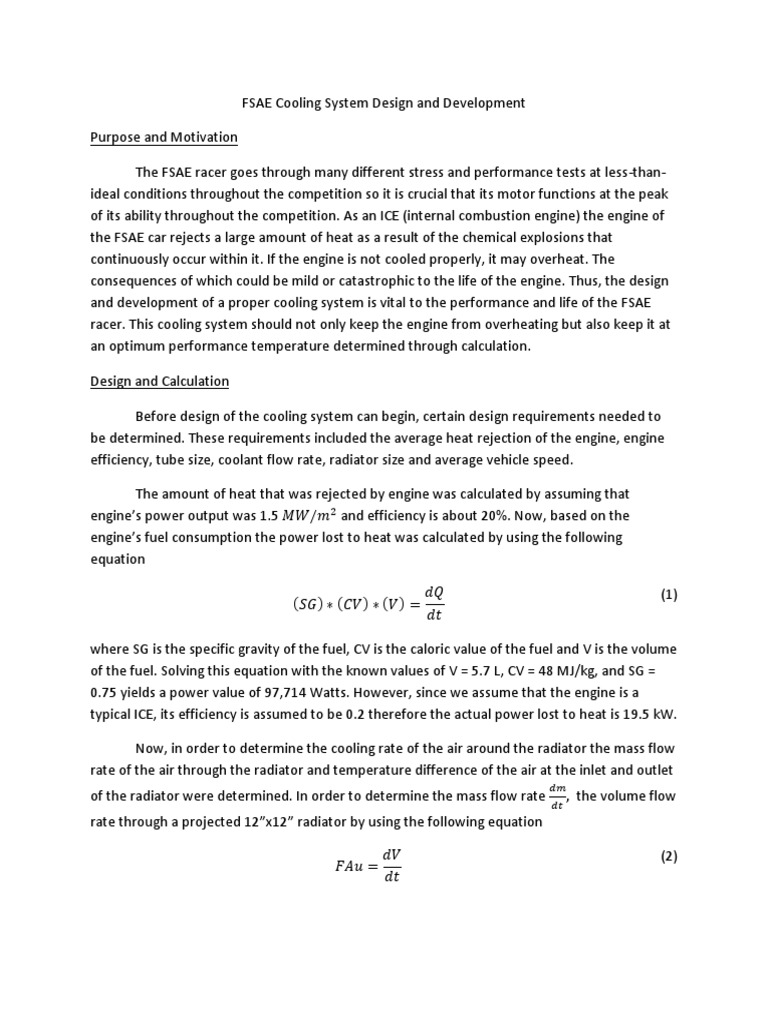 FSAE Cooling System Design and Development | PDF | Heat Transfer ...