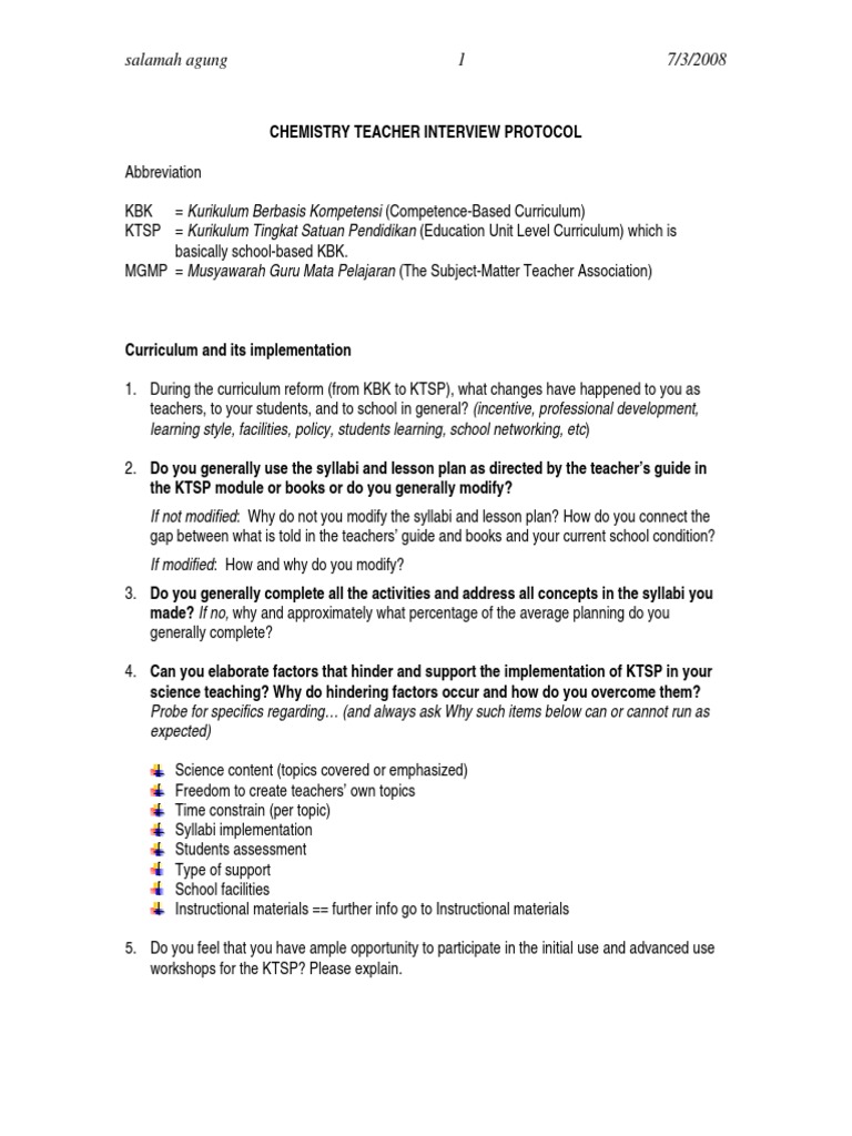 Teacher Interview Protocol | PDF | Science Education | Teachers