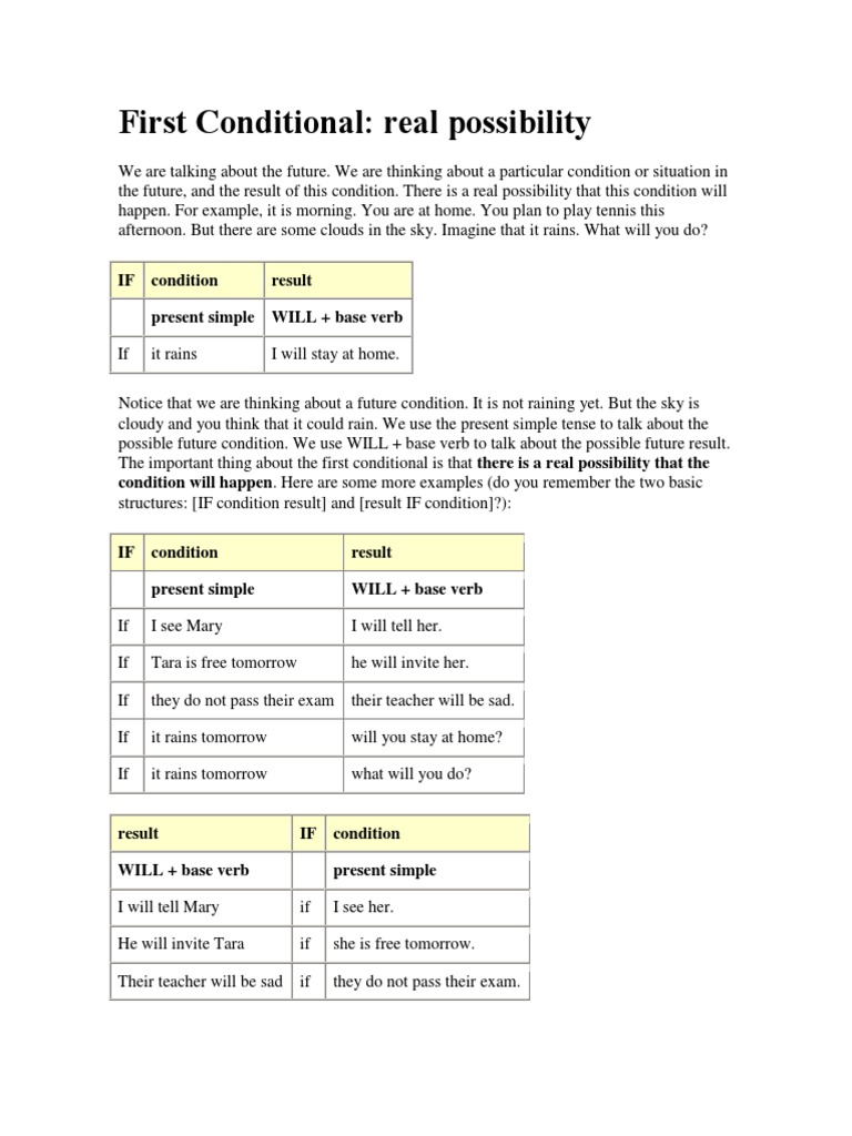 First Conditional | PDF | Perfect (Grammar) | Verb