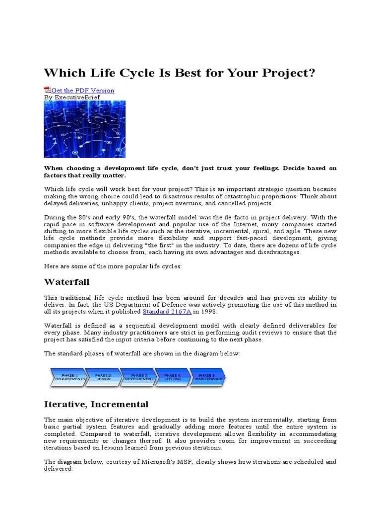 Choosing the Right Project Life Cycle | PDF | Business