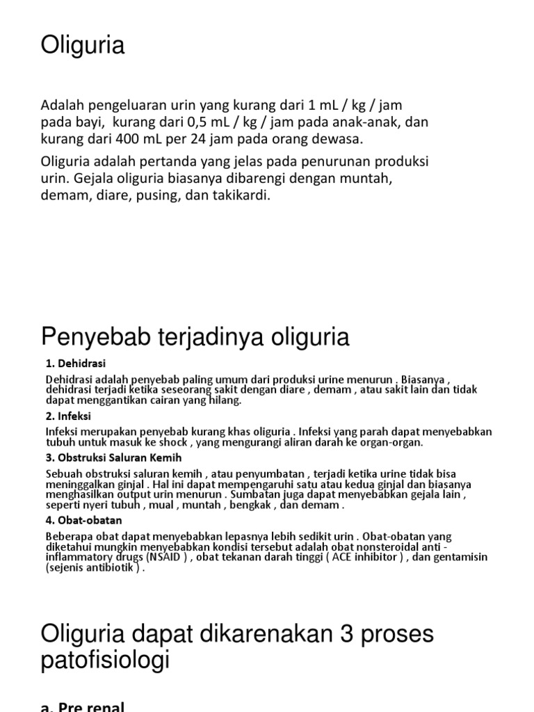 Oliguria | PDF