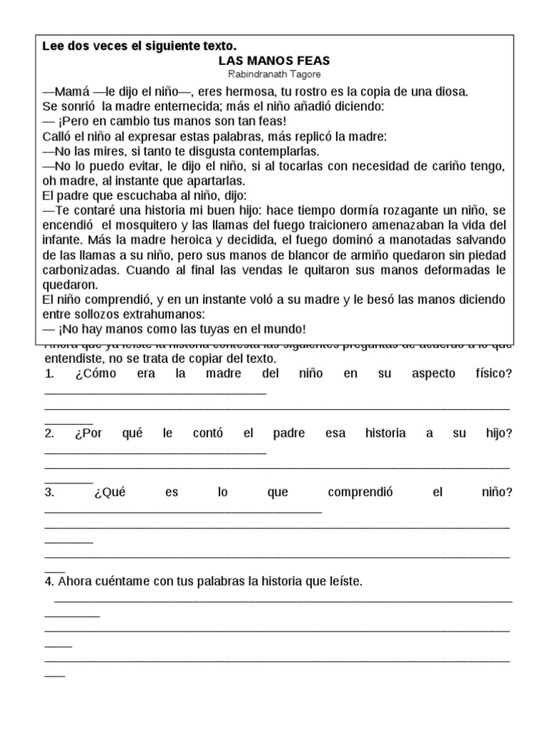 Cuento Las Manos Feas | PDF