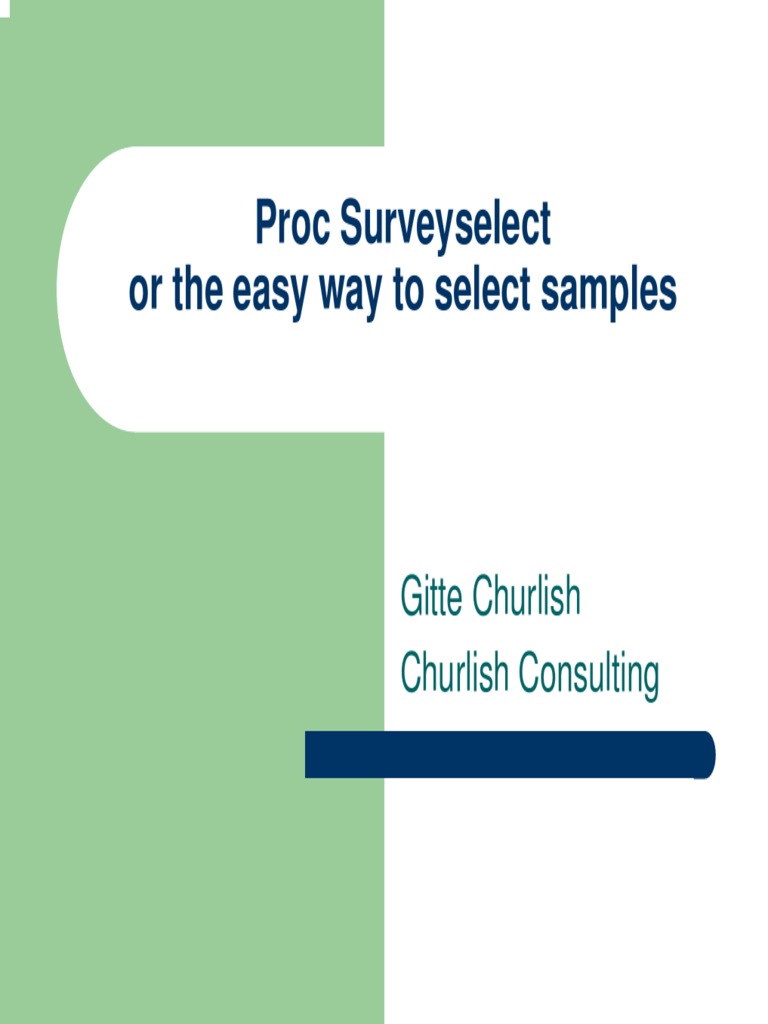 Sample Selection with Proc Surveyselect | PDF