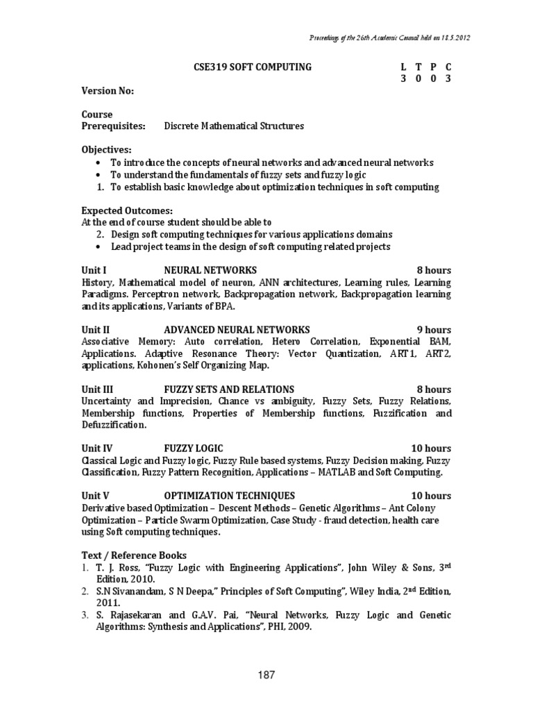 Cse319 Soft Computing Th 110 Ac26 Pdf Fuzzy Logic Artificial Neural Network 
