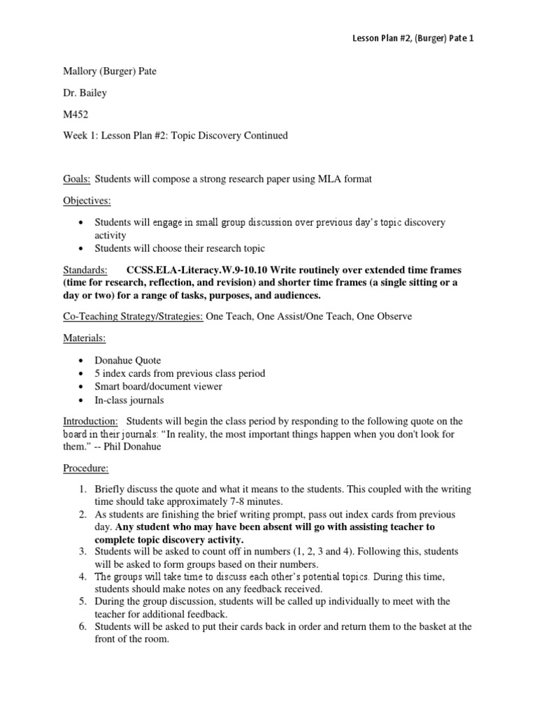 Lesson Plan: Research Topic Discovery | PDF