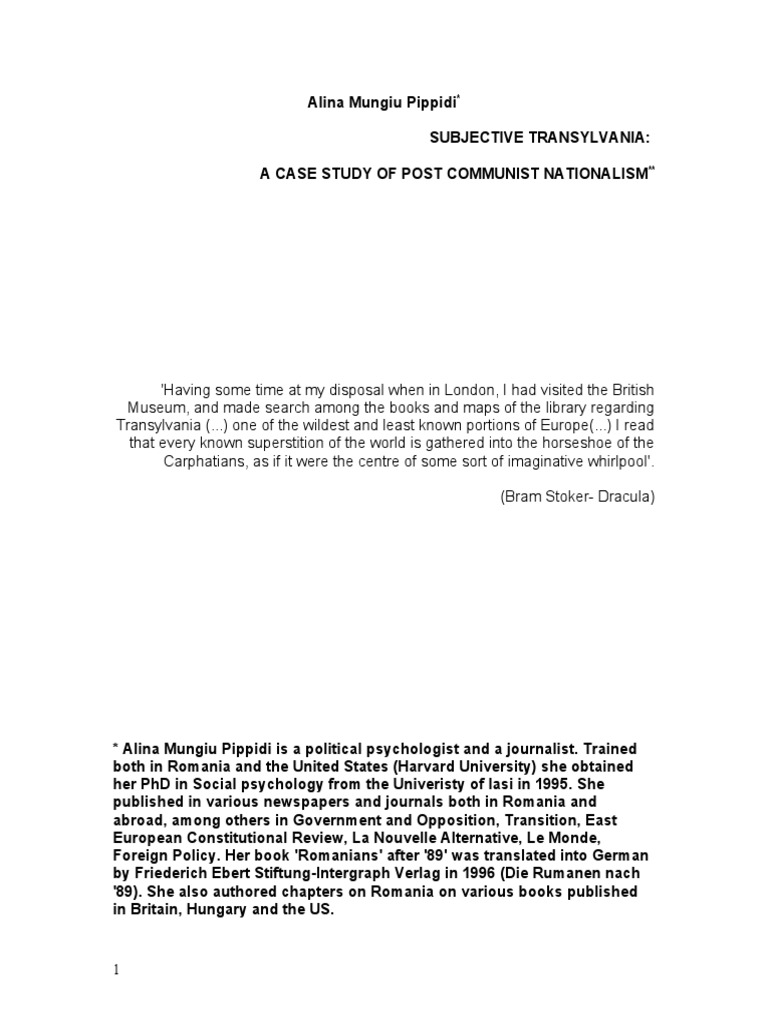 Alina Mungiu Pippidi - Subjective Transylvania | PDF | Identity (Social ...