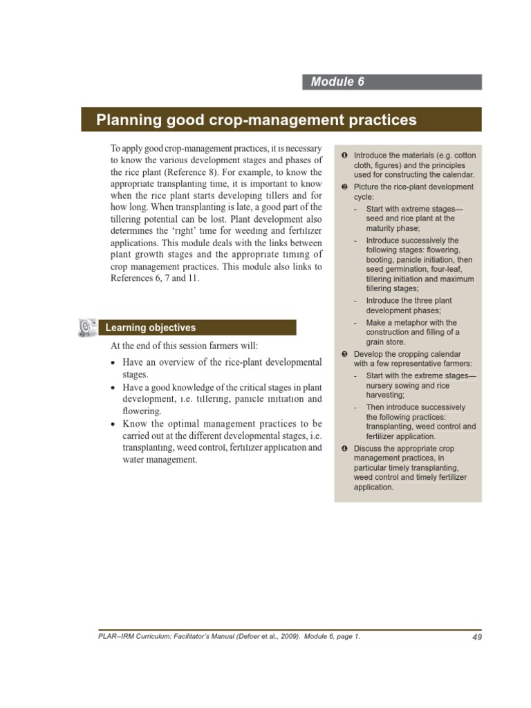 Planning Good Crop-Management Practices: Learning Objectives | Download ...