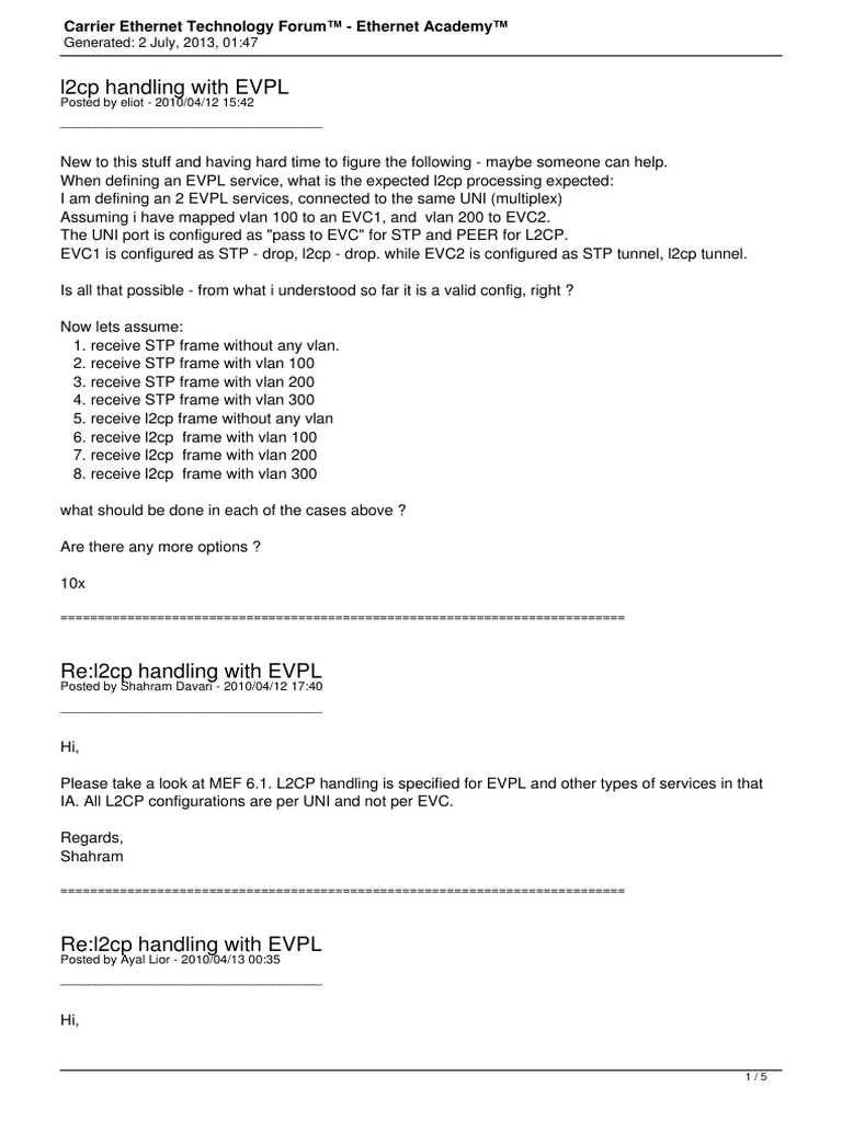 L2CP and VLAN Tagging | PDF | Ethernet | Network Protocols