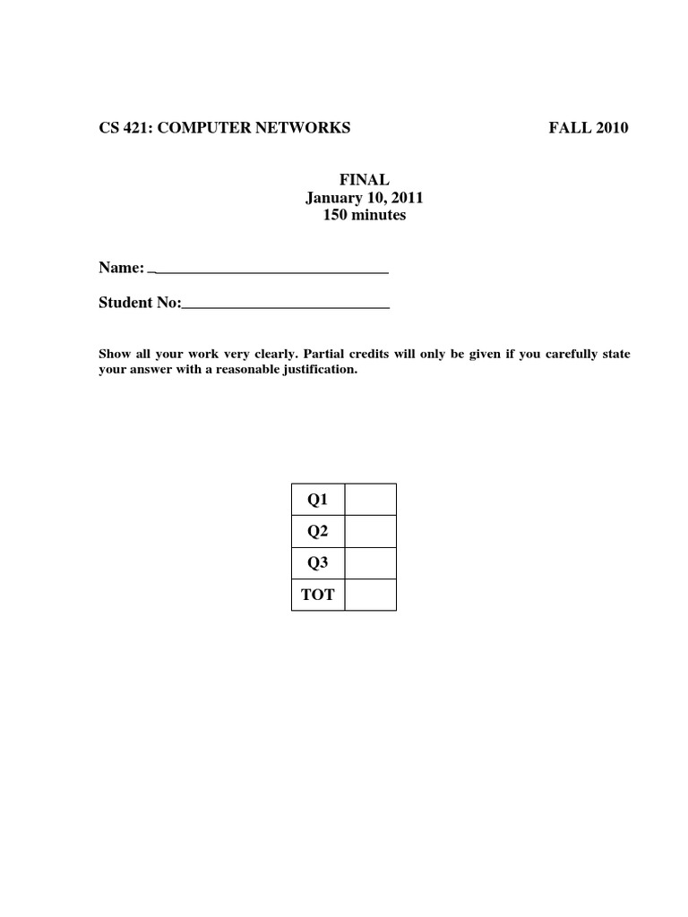 Cs 421: Computer Networks Fall 2010 | PDF | Transmission Control Protocol | Internet Protocols