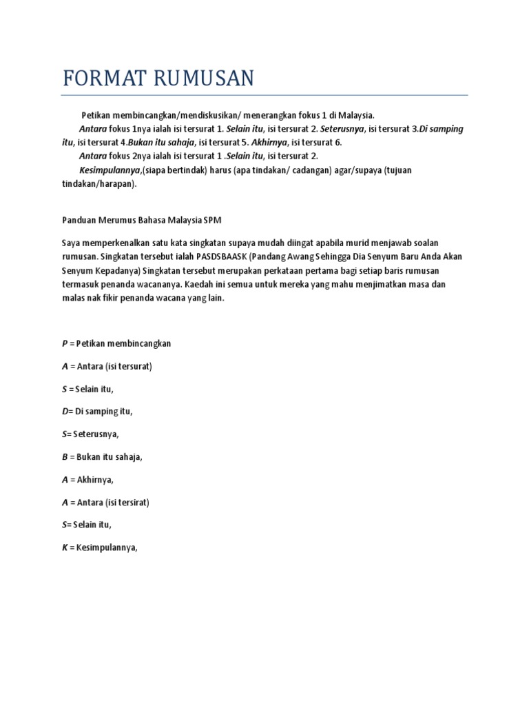 Format Rumusan