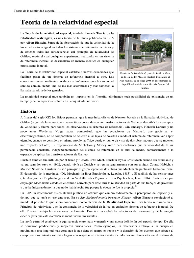 Teoría de La Relatividad Especial | PDF | Relatividad especial | Impulso
