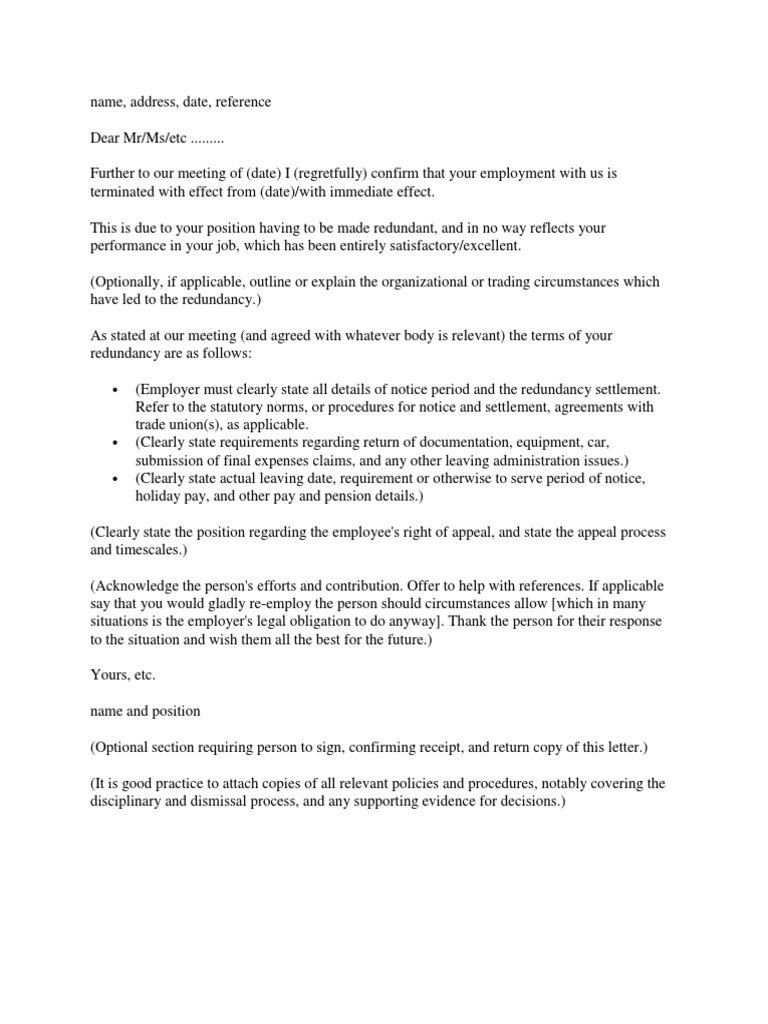 Letter of Redundancy | PDF
