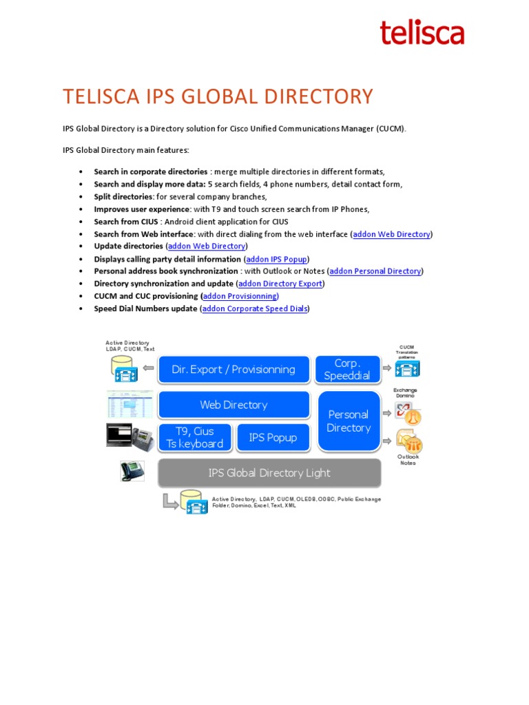 IPS Global Directory and Addons Datasheet | PDF | Ibm Notes | Active ...