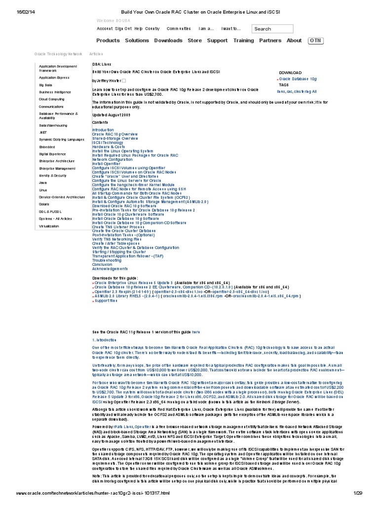 Build Your Own Oracle RAC Cluster On Oracle Enterprise Linux and iSCSI | PDF | Oracle Database ...