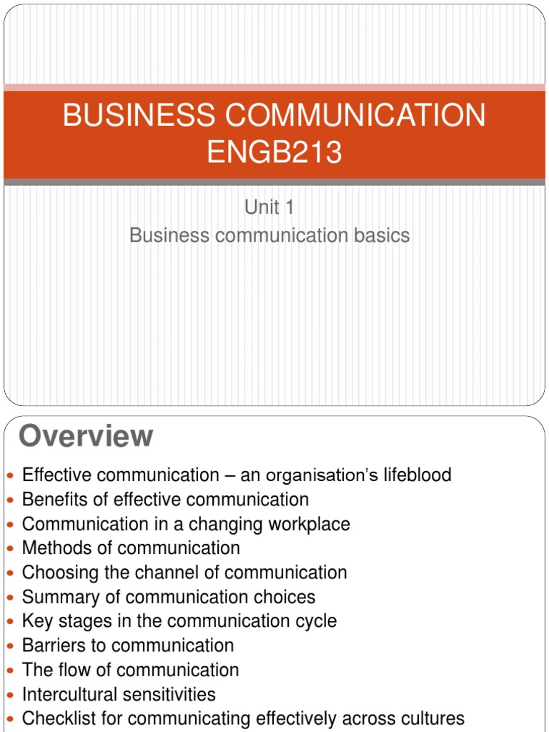 BUSINESS COMMUNICATION - Unit 1 - Business Communication Basics | PDF | Nonverbal Communication ...
