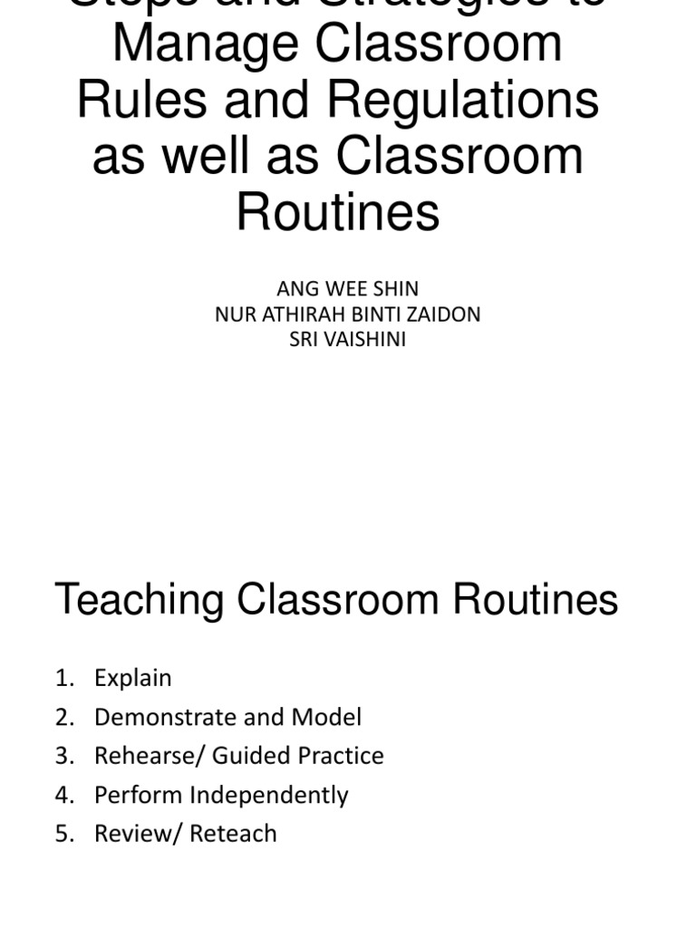 Steps and Strategies To Manage Classroom Rules and Regulations As Well ...