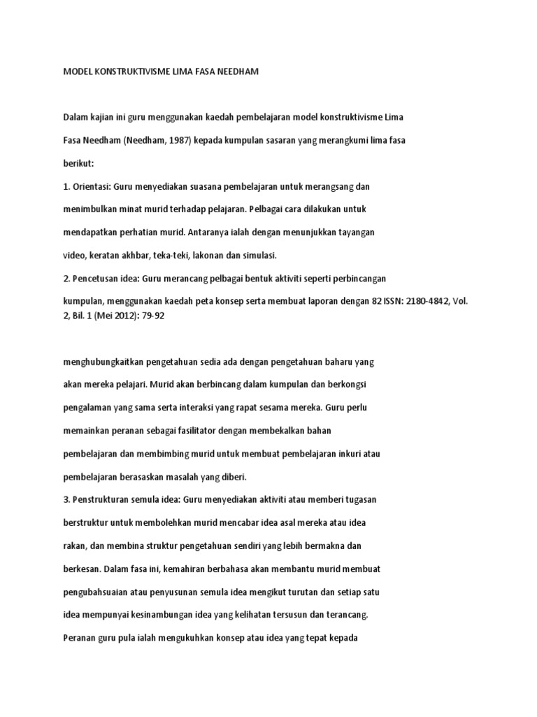 Model Konstruktivisme Lima Fasa Needham | PDF