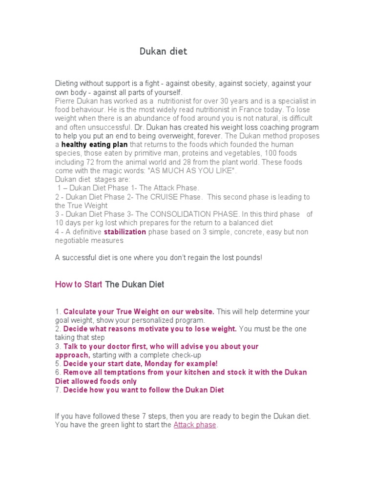 7 Steps to Start the Dukan Diet | PDF | Wellness