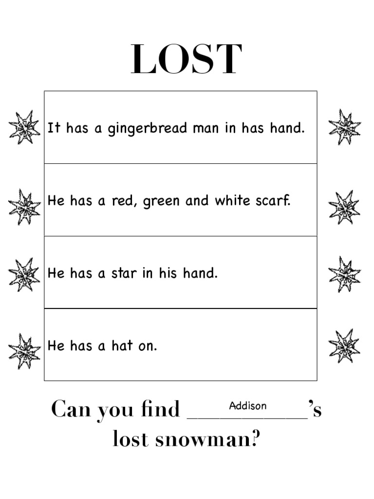 Stagner Lost Snowman Posters | PDF | Headgear | Snow