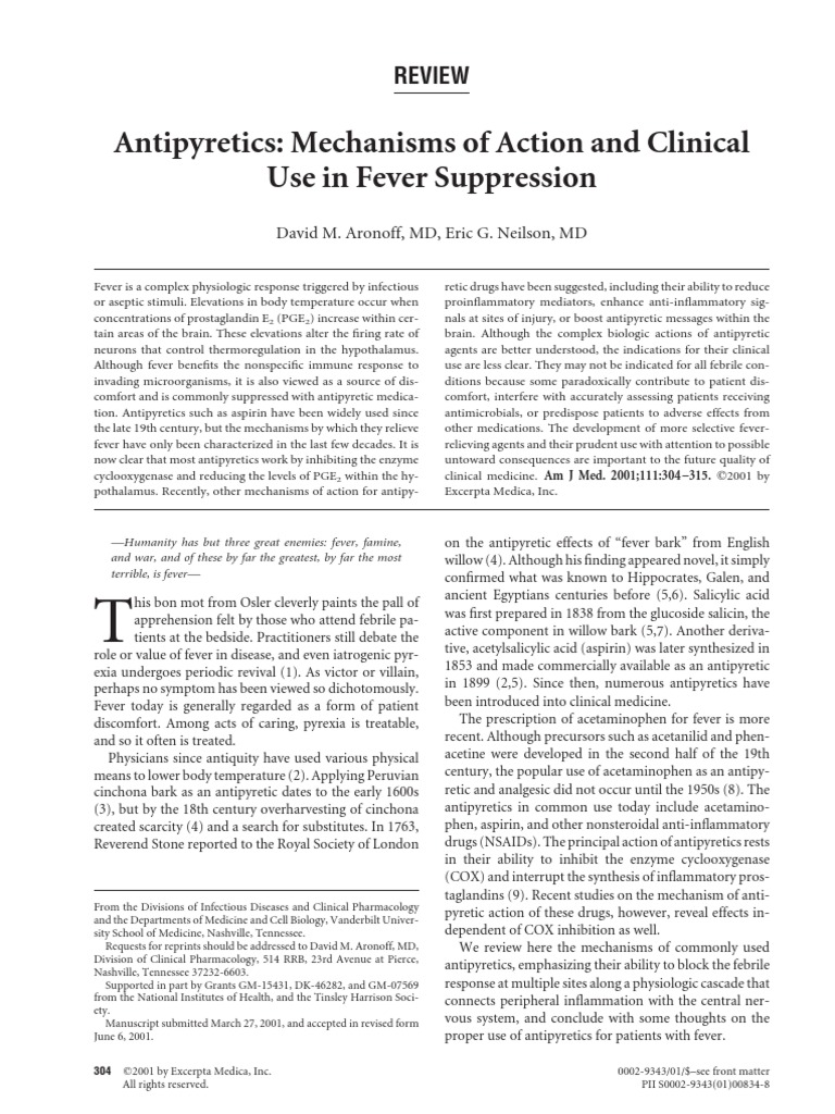 Antipyretics: Action & Clinical Use | PDF | Fever | Aspirin