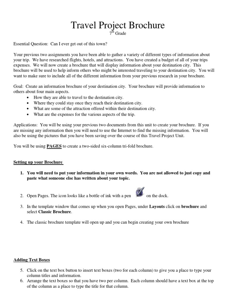 7th Grade Travel Brochure Project | PDF | Communication | Computing
