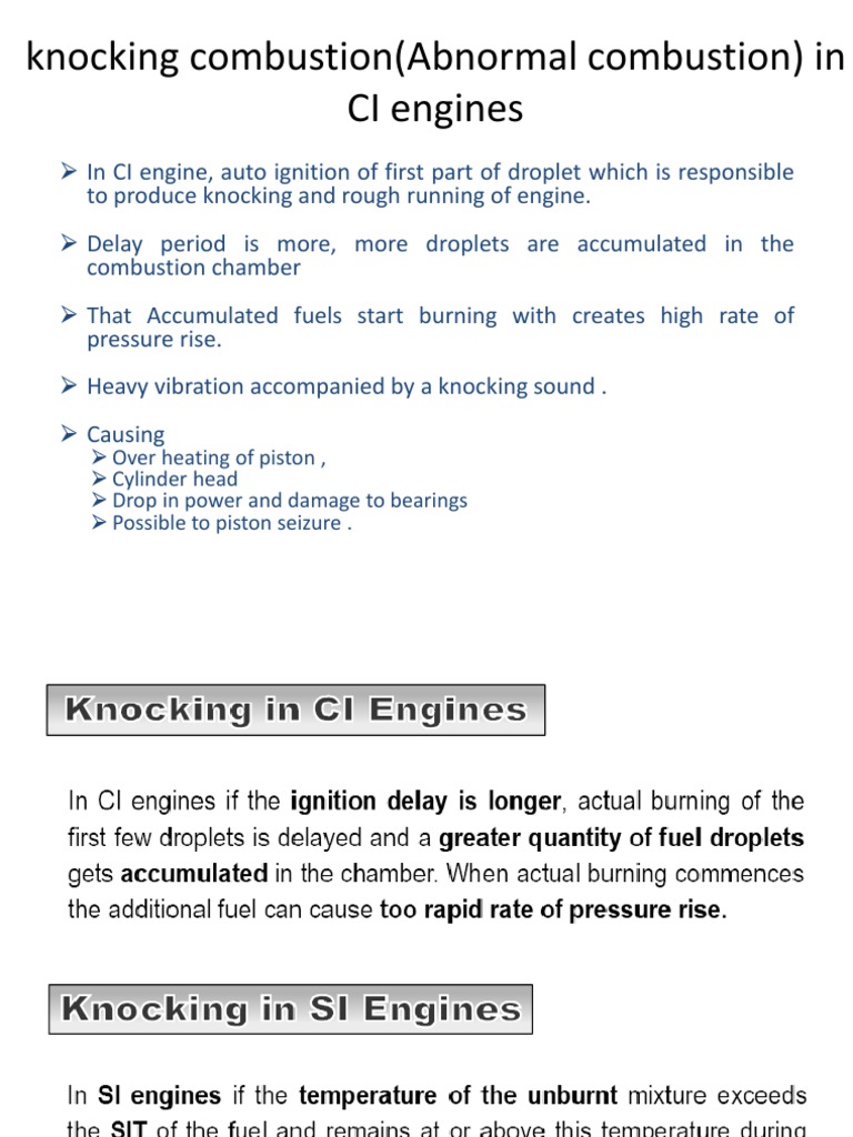 2 CI Engine Normal and Abnormal Combustion-Knocking | PDF | Engines ...