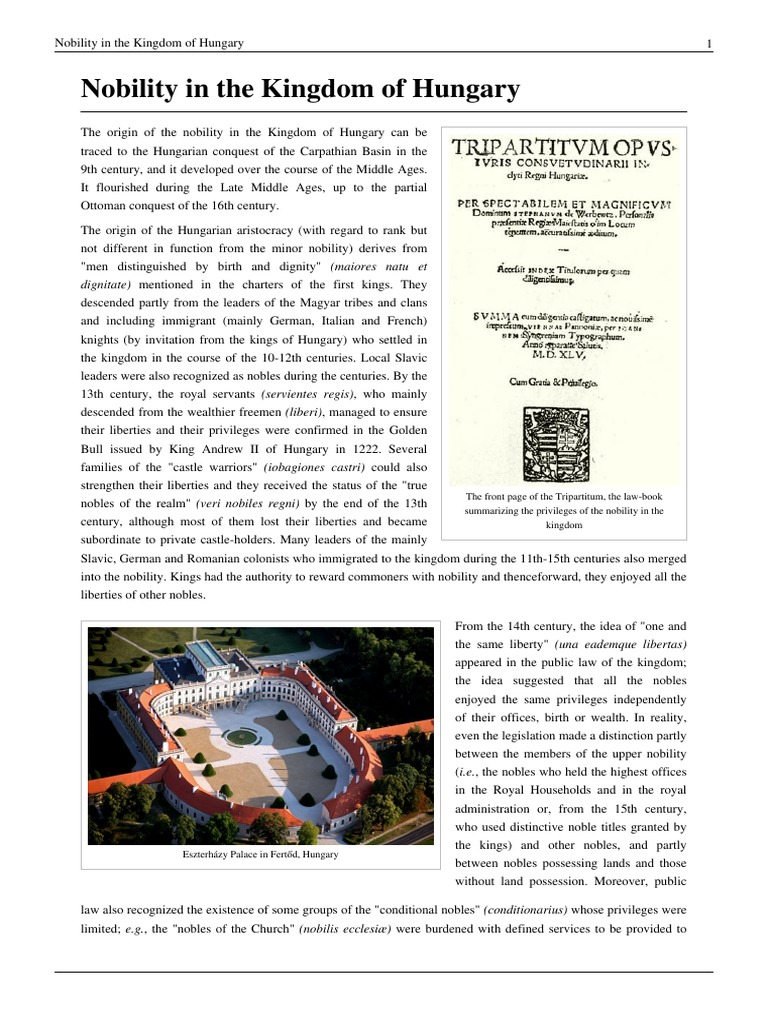 Nobility in The Kingdom of Hungary | PDF | Nobility | Hungarians