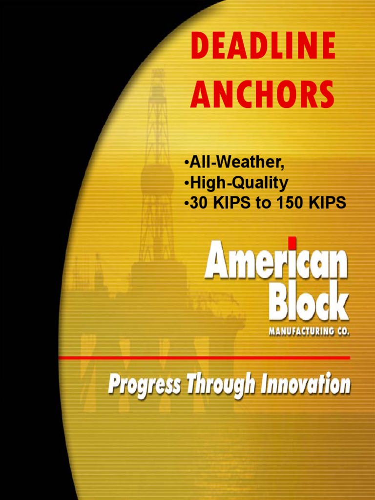 Deadline Anchors Brochure | PDF | Anchor | Drilling Rig
