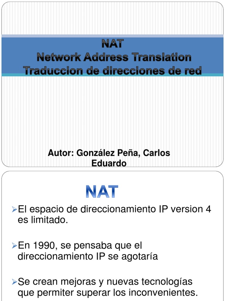 Presentacion NAT | PDF | Dirección IP | Transmisión de datos