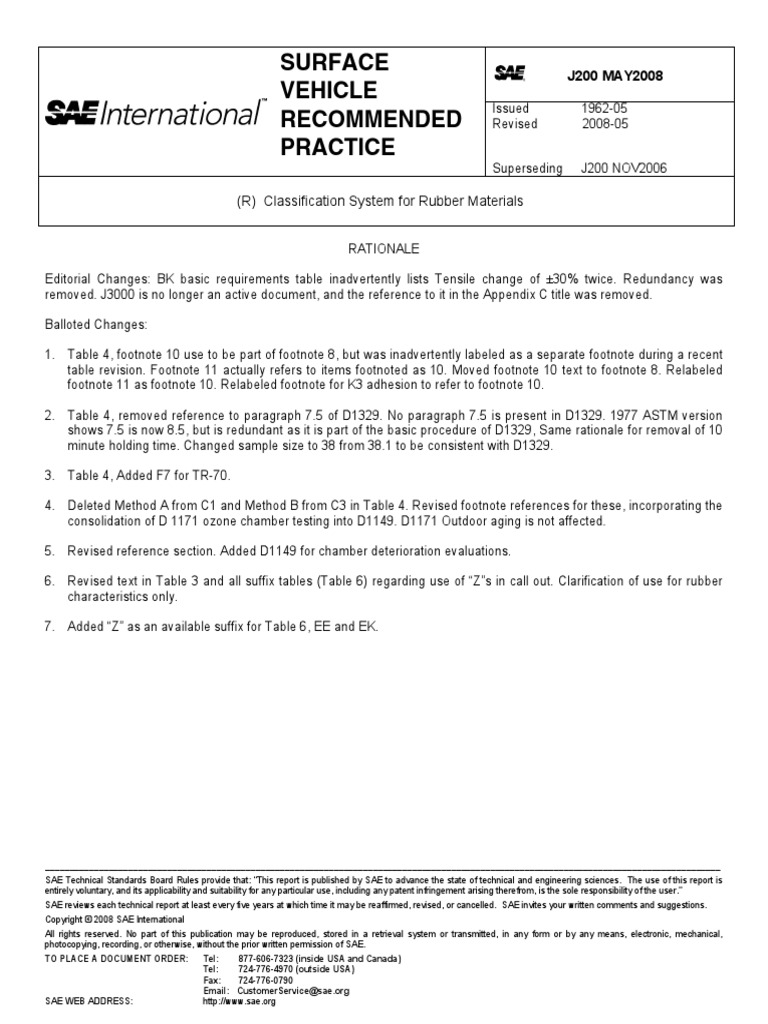 SAE J200 2008 Classification System For Rubber Materials | PDF ...