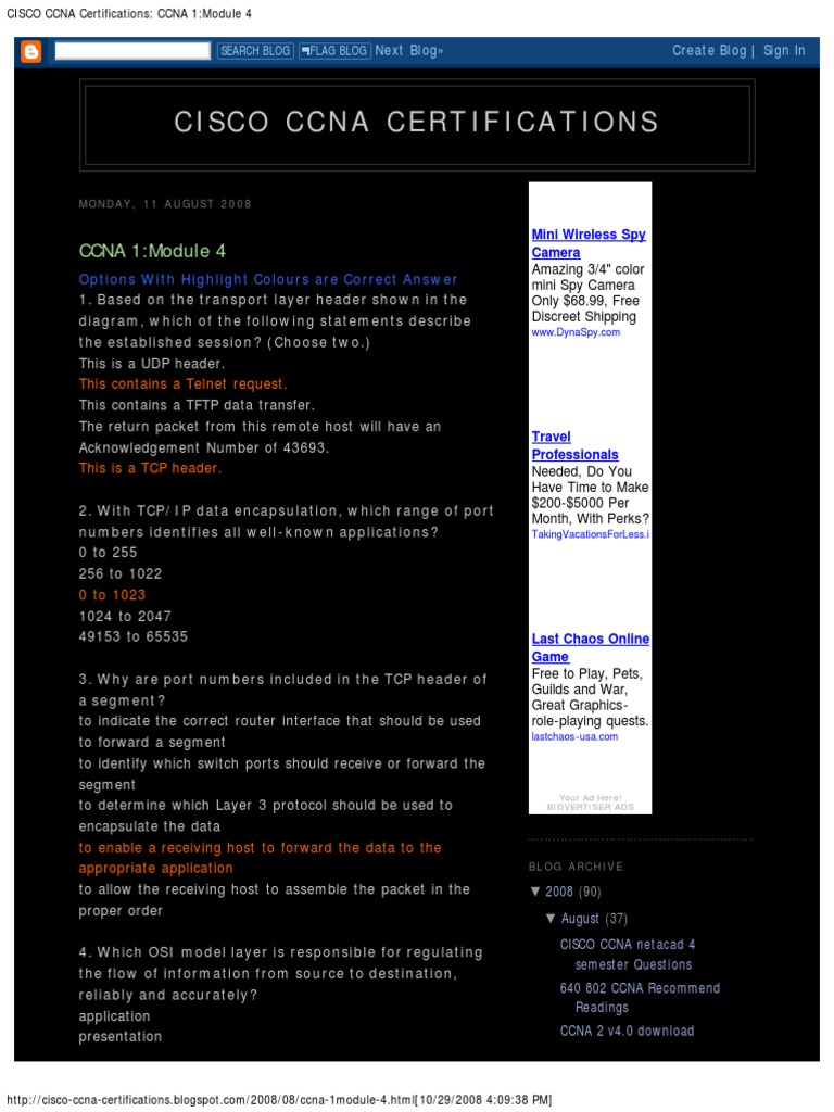 CISCO CCNA Certifications - CCNA 1 - Module 4 | PDF | Computers