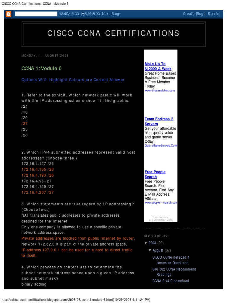 CISCO CCNA Certifications - CCNA 1 - Module 6 | PDF