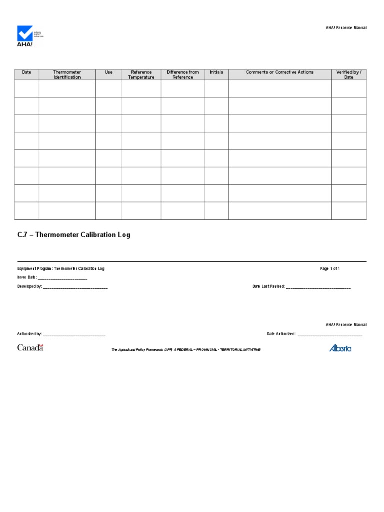 Thermometer Calibration Log Template | PDF | Finance & Money Management ...