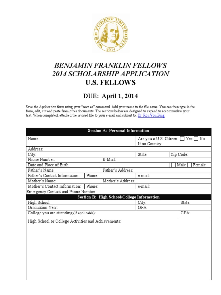 2014 US Fellows Application Form | PDF | Business