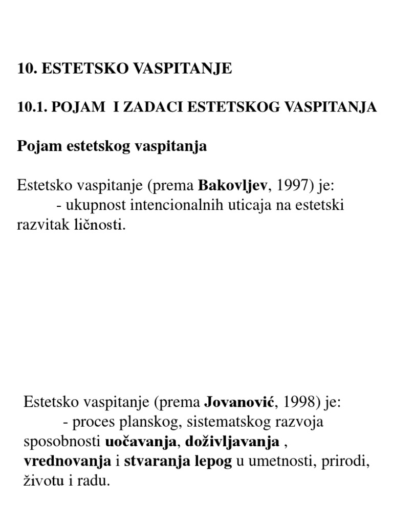 Estetsko Vaspitanje | PDF