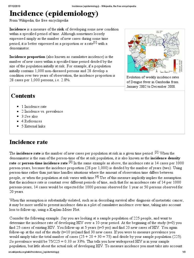 Incidence (Epidemiology) | PDF | Incidence (Epidemiology) | Medical ...