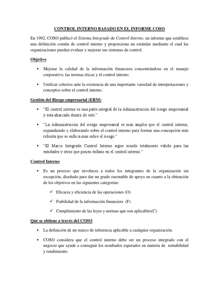 Informe Coso | PDF | Información | Comunicación