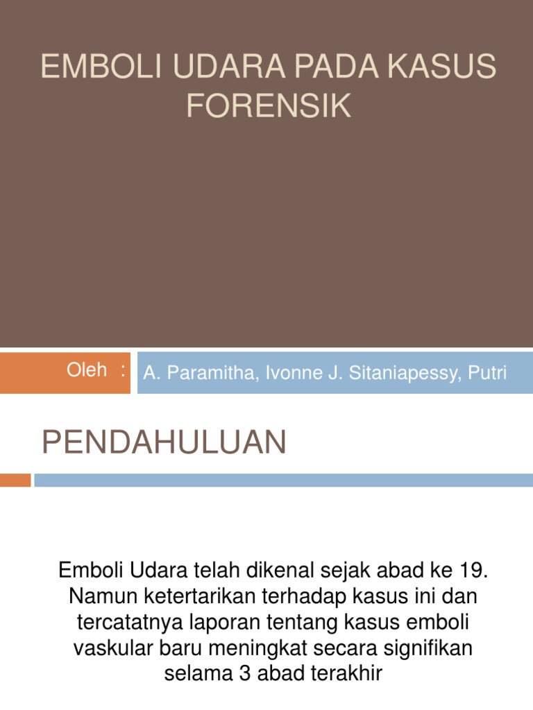 Pemahaman Emboli Udara dalam Forensik | PDF | Seni | Sains & Matematika