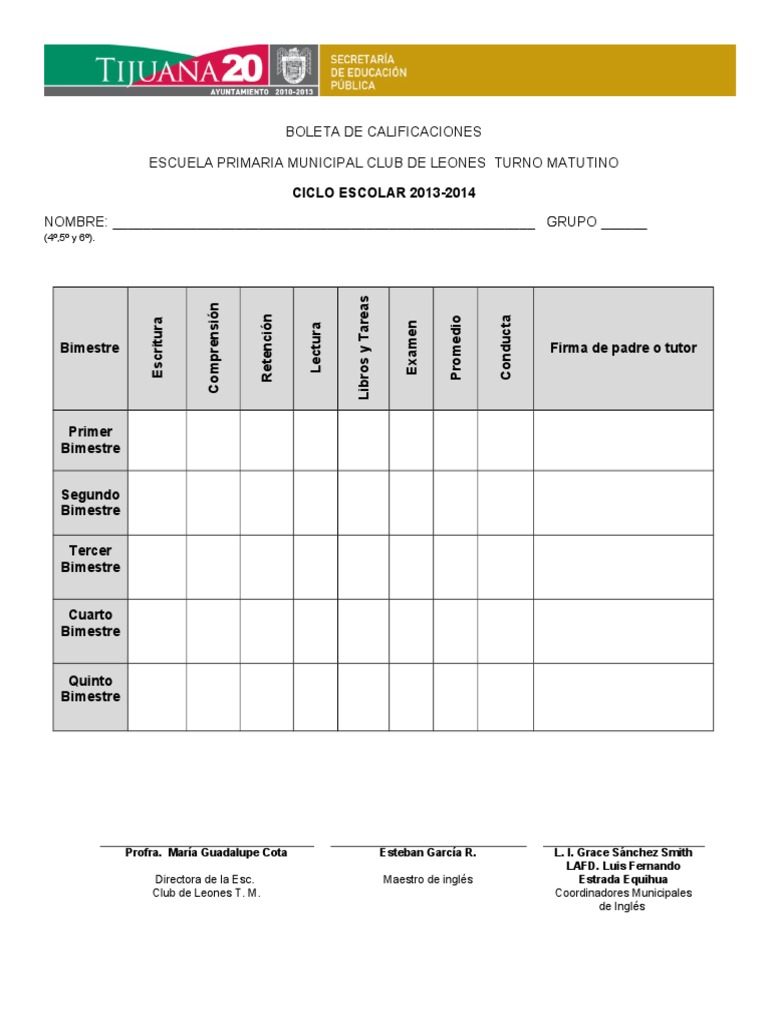 Como Imprimir La Boleta De Calificaciones De Primaria