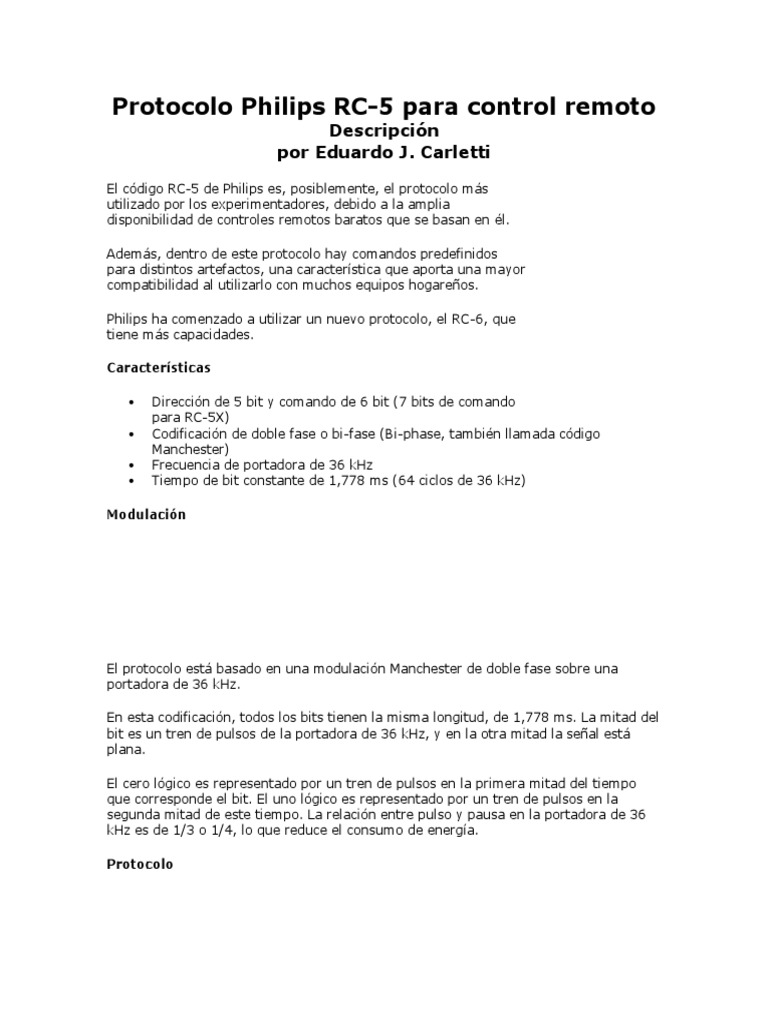 Protocolo Philips RC | PDF | Poco | Modulación