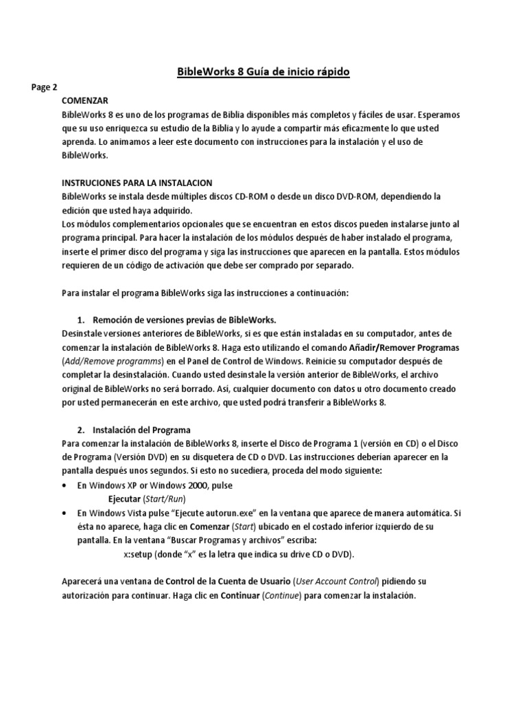 BibleWorks 8 Guia de Inicio Rapido PDF | PDF | Negocios | Informática