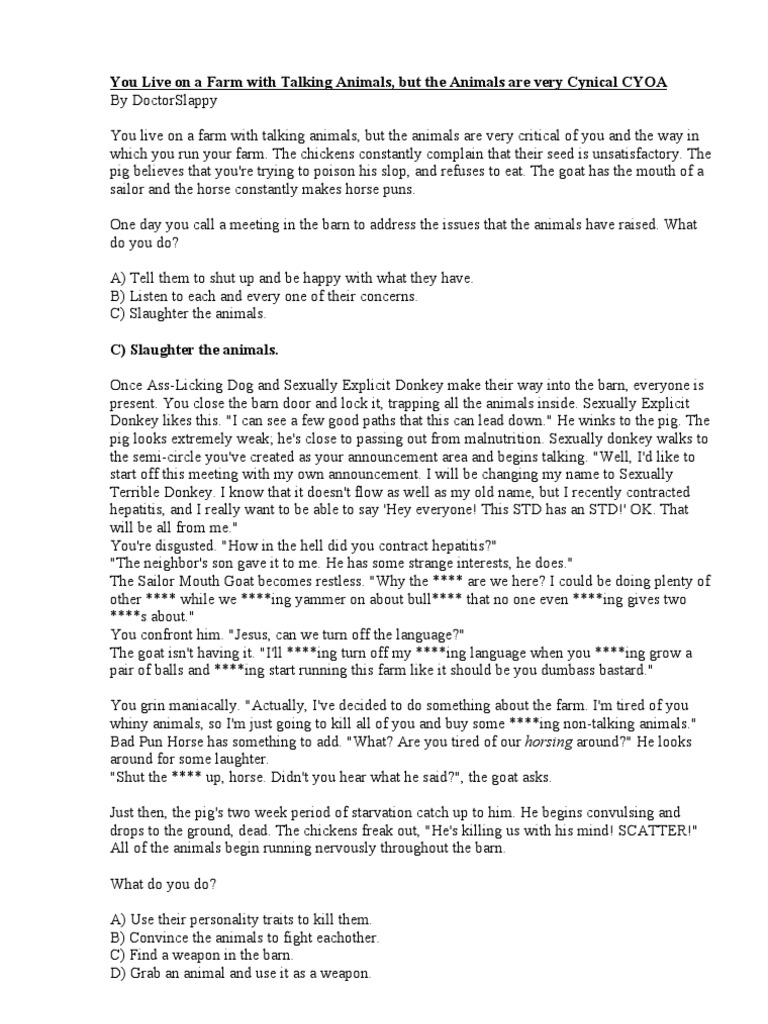 You Live On A Farm With Talking Animals CYOA | PDF | Handcuffs | Prosecutor