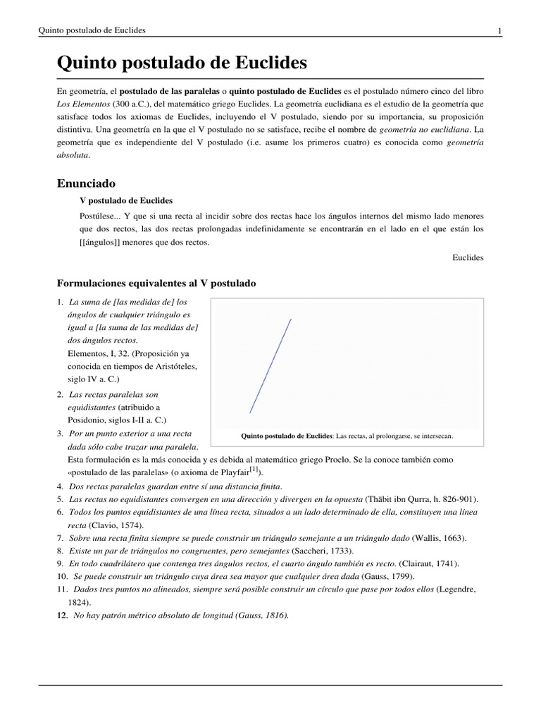 El Quinto Postulado de Euclides | PDF | Espacio | Geometría
