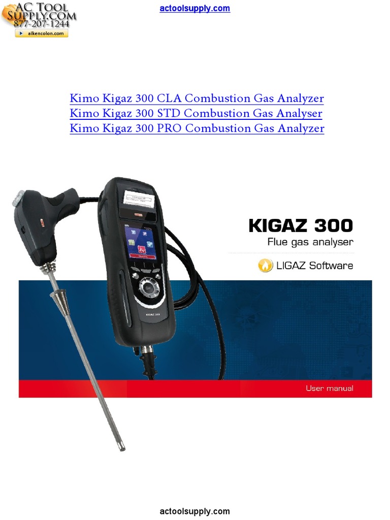 AC Kimo Kigaz 300 Combustion Gas Analyzer Manual | PDF | Carbon Monoxide | Calibration