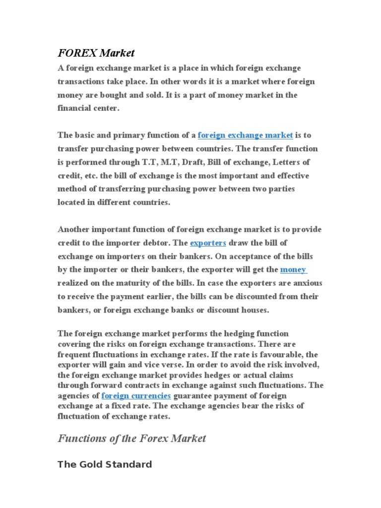 Forex Market | PDF | Fixed Exchange Rate System | Exchange Rate