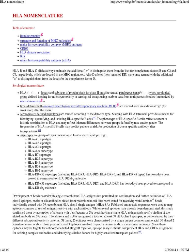 HLA Nomenclature | PDF | Human Leukocyte Antigen | Major ...