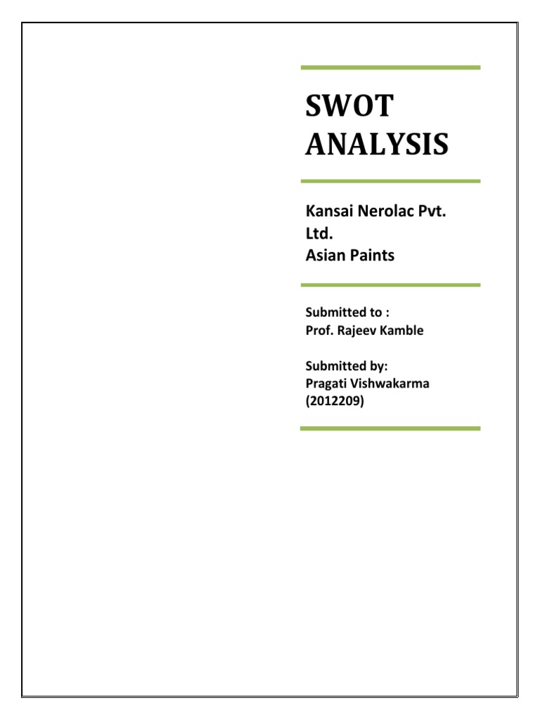 SWOT Analysis of Kansai Nerolac Paints Ltd. and Asian Paints: Comparing ...