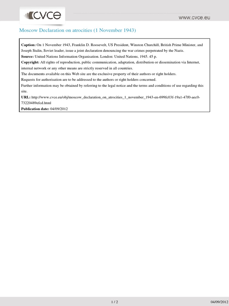 Moscow Declaration 1943 | PDF | Joseph Stalin | Allies Of World War II